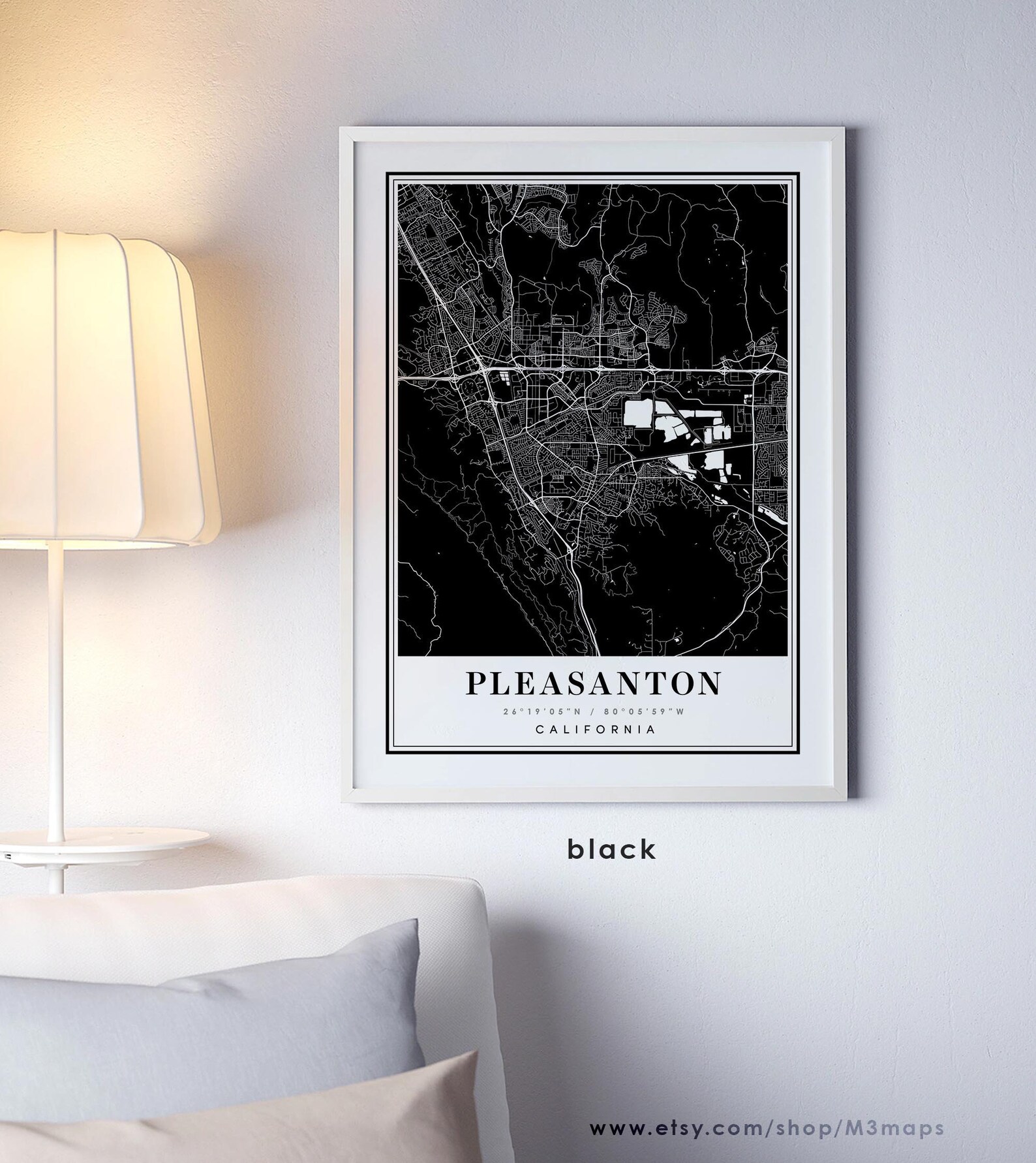 Pleasanton California map Pleasanton CA map Pleasanton city | Etsy