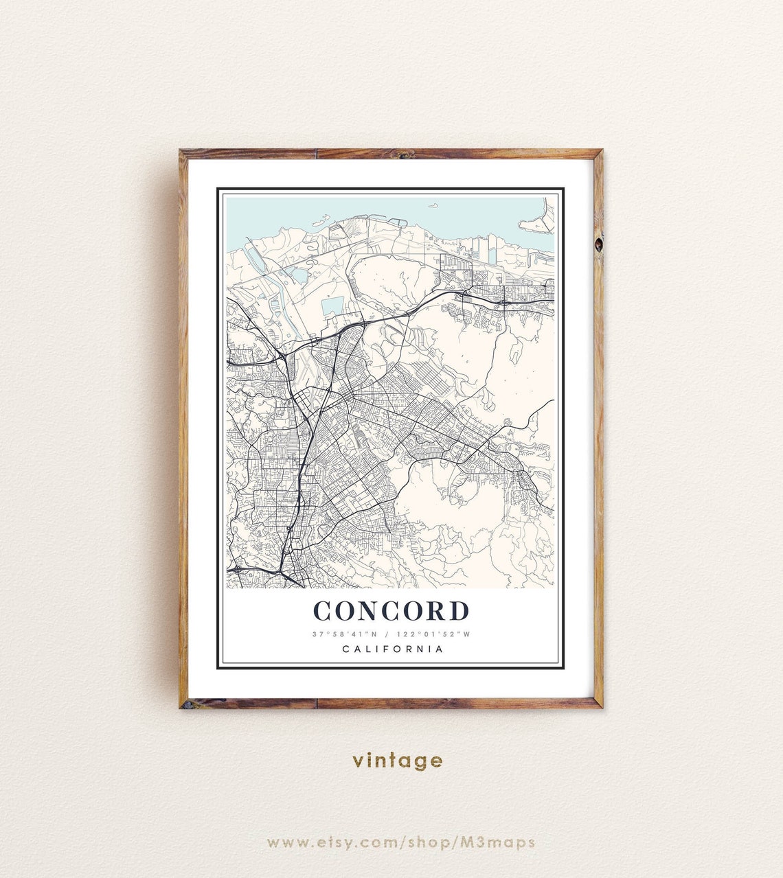 Concord California map Concord CA map Concord city map | Etsy