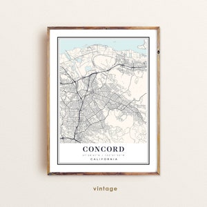 Concord California map Concord CA map Concord city map | Etsy