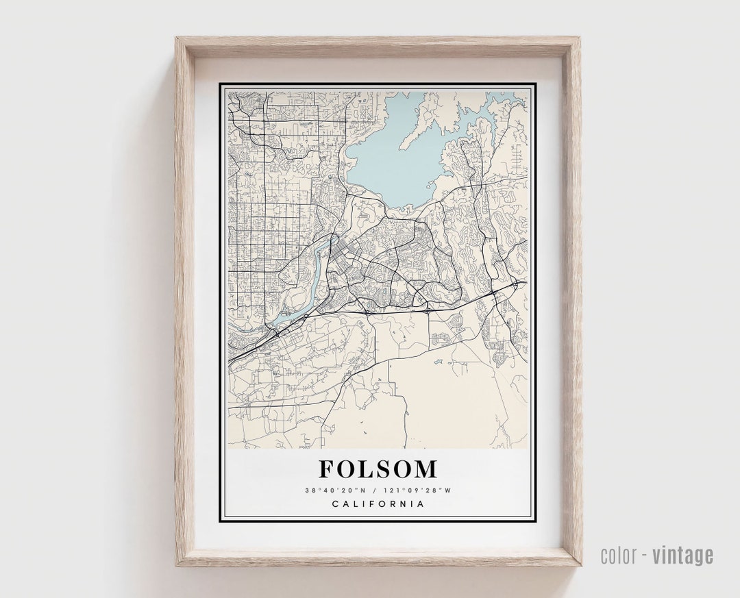Folsom CA Map Print - Folsom California City Poster - Personalized ...