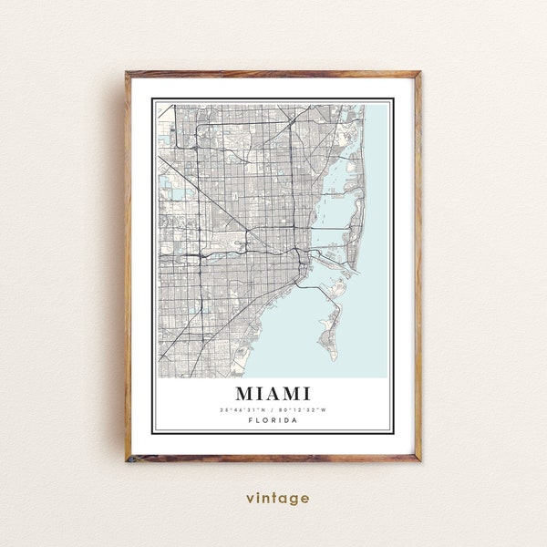 Miami Map Print - Etsy