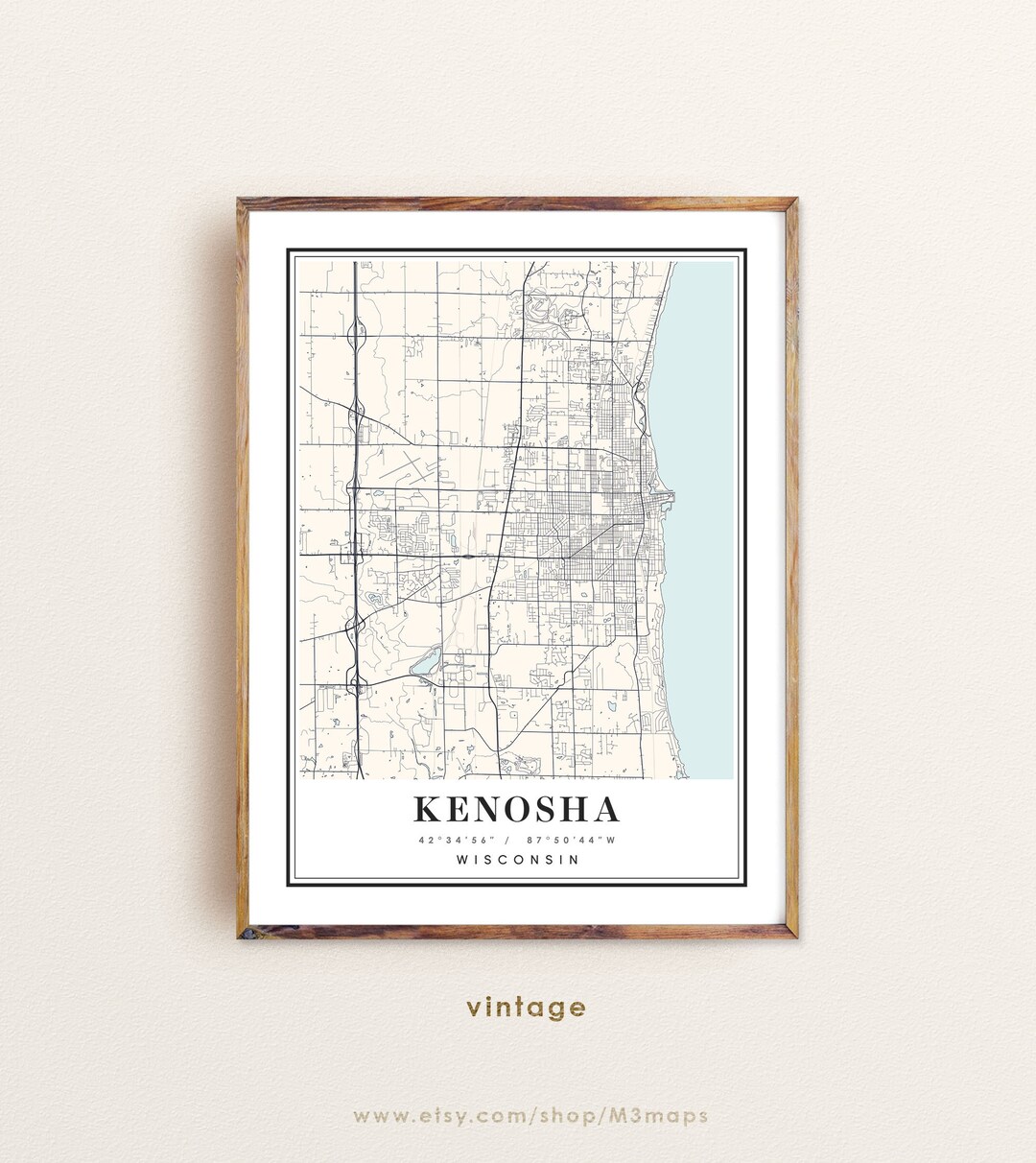 Kenosha Wisconsin Map, Kenosha WI Map, Kenosha City Map, Kenosha Print ...