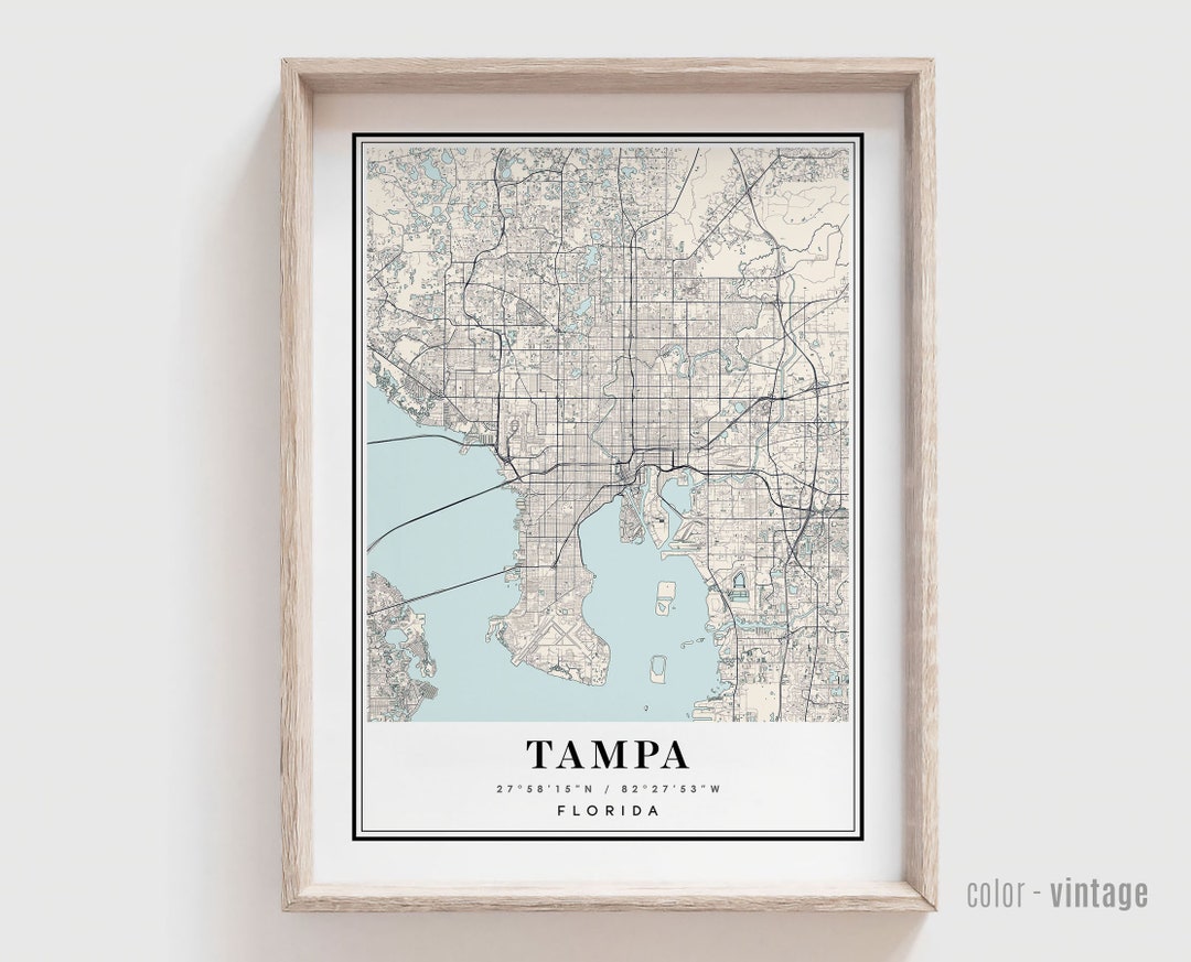 Tampa FL Map Print - Tampa Florida City Poster - Personalized Modern ...