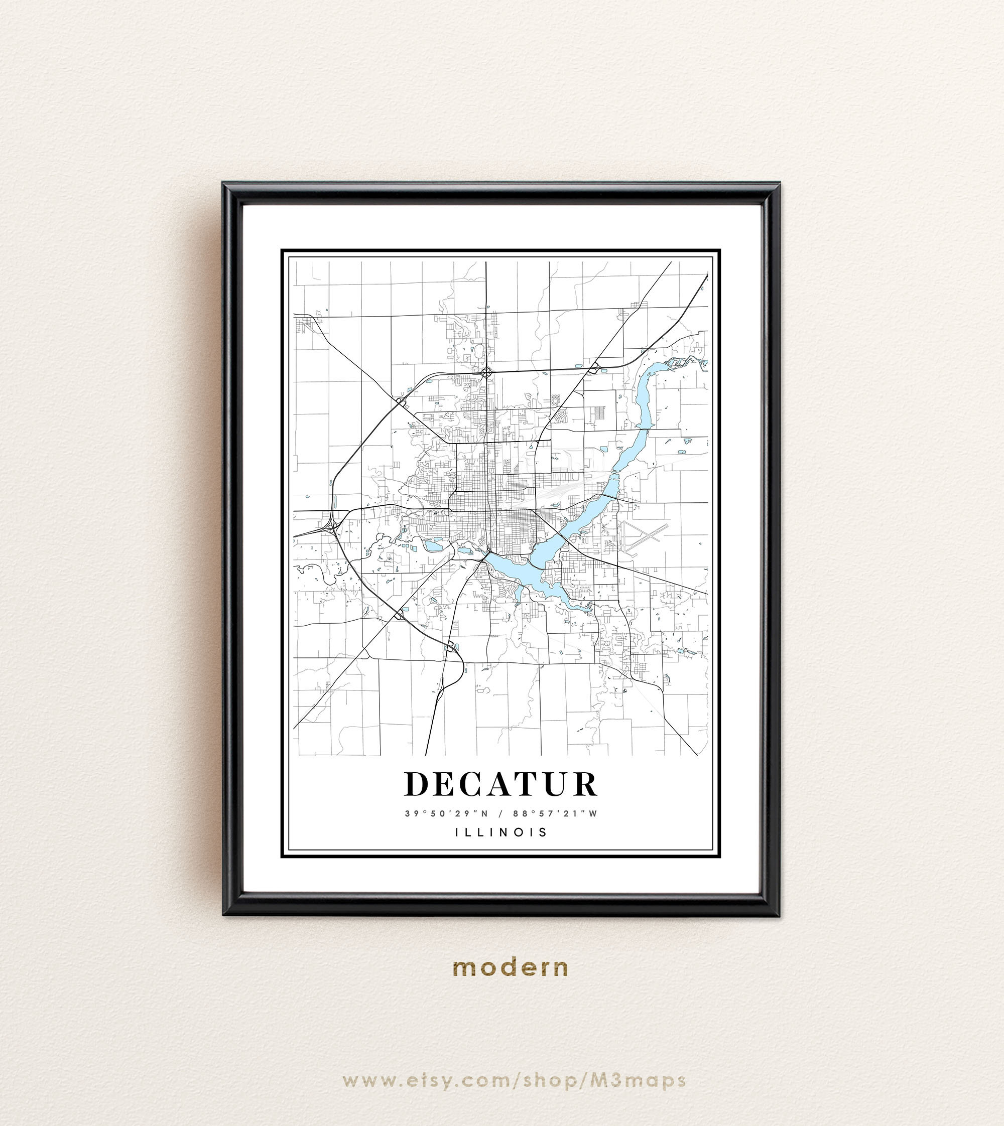 Decatur Illinois Map Decatur IL Map Decatur City Map - Etsy Ireland