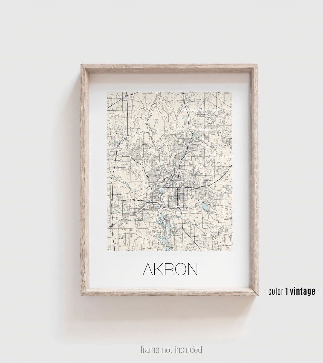 AKRON OH City Map Poster, Akron Ohio Street Map Print - Personalized ...