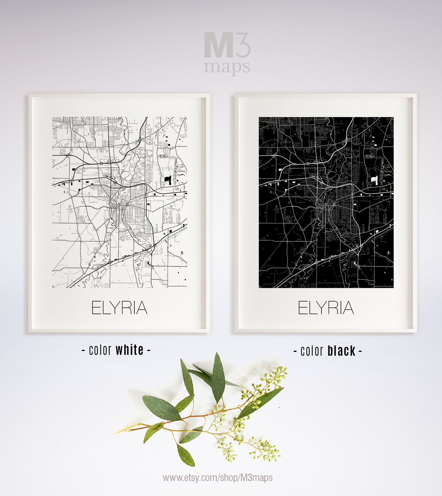 Elyria Ohio Elyria OH Map Elyria Map Elyria Print Elyria | Etsy