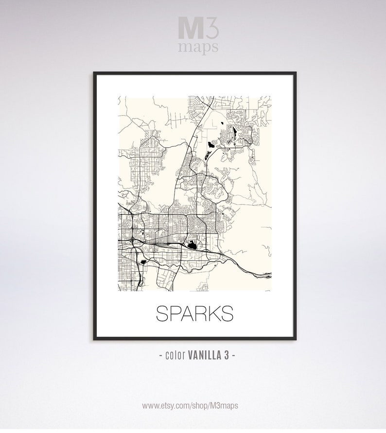 Sparks Nevada Sparks NV Map Sparks Map Sparks Print Sparks - Etsy