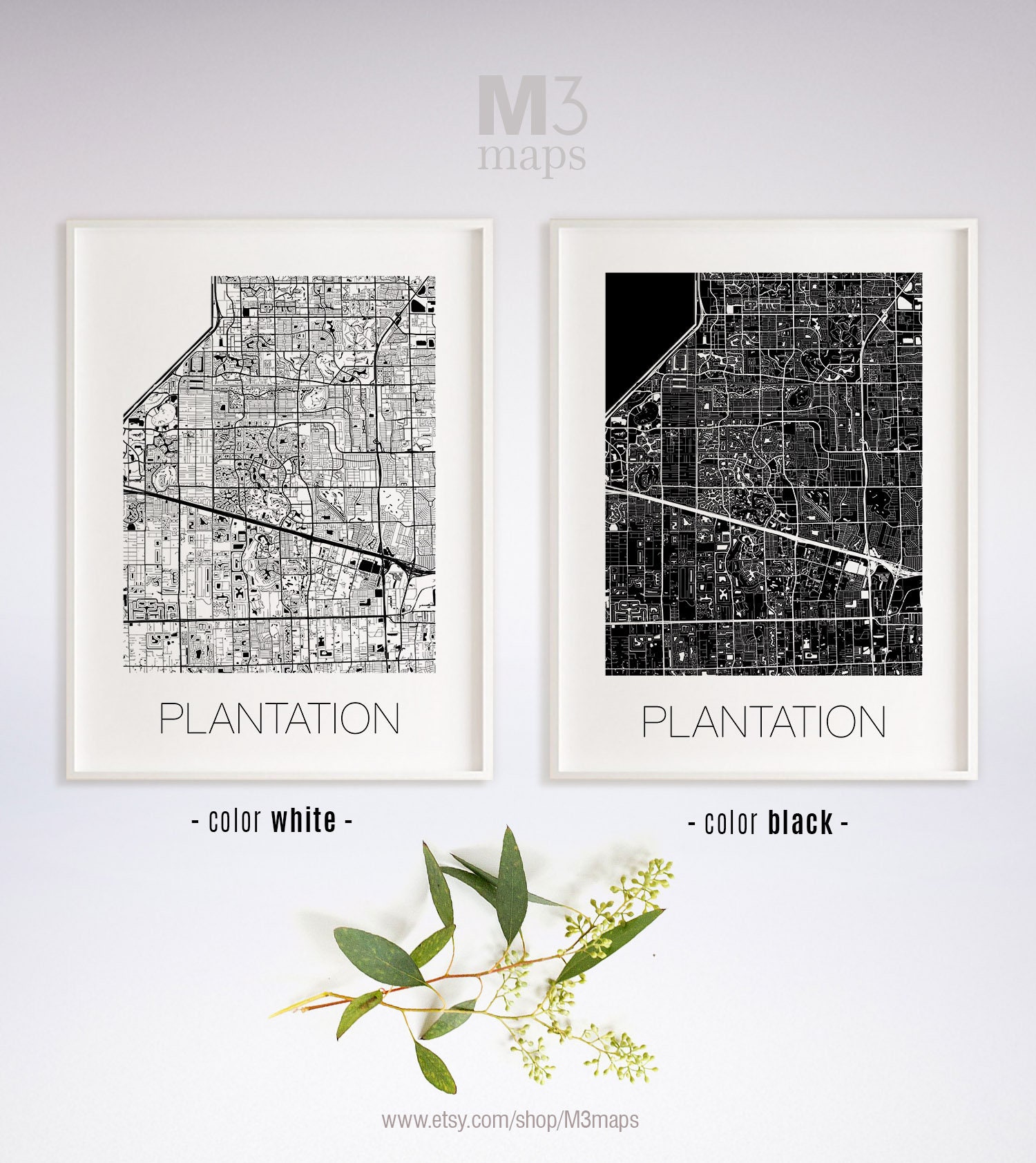 Plantation Florida Plantation FL Map Plantation Map | Etsy