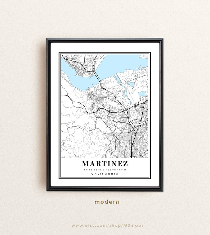 Martinez California Map Martinez CA Map Martinez City Map - Etsy