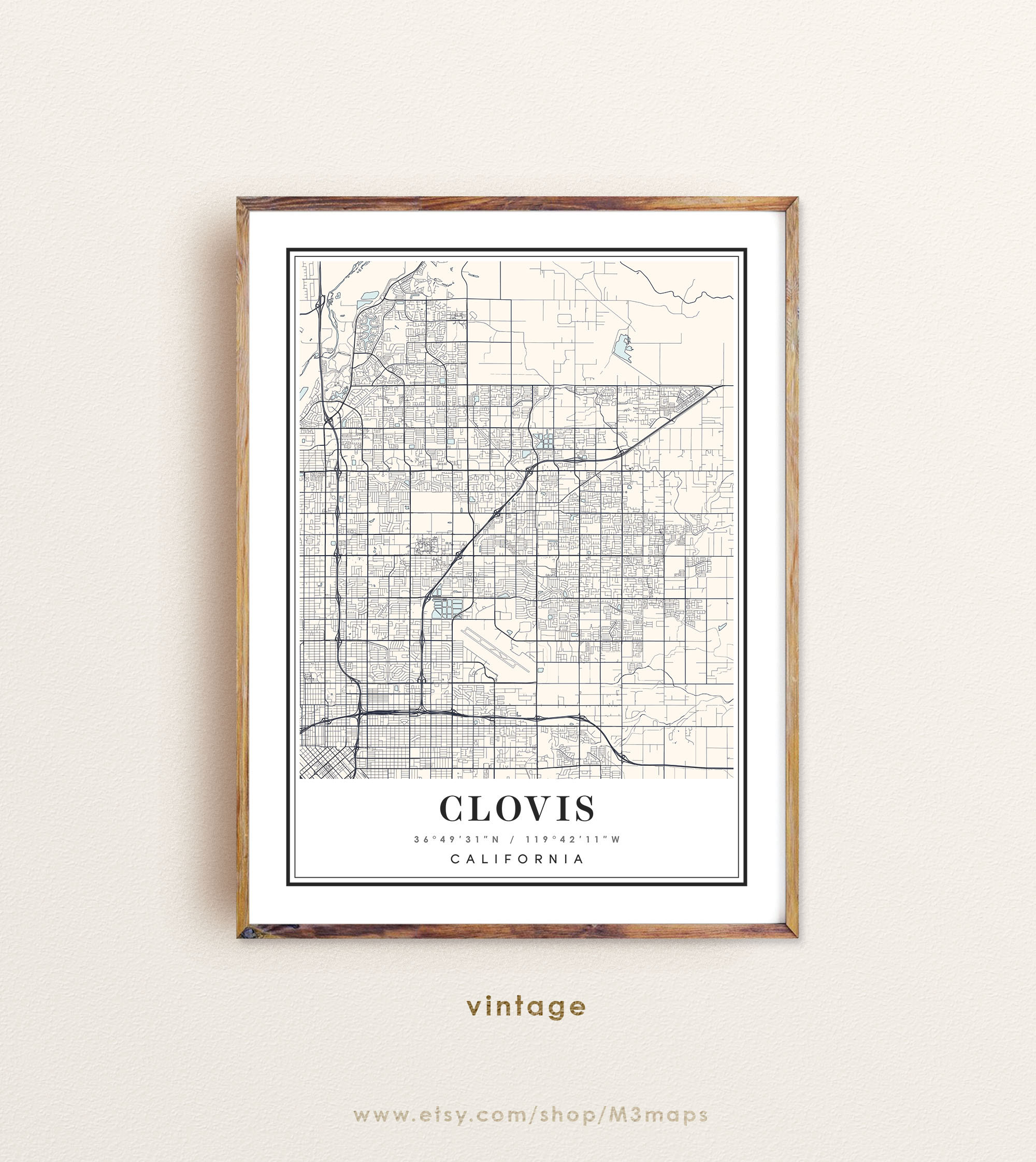 Clovis California Map Clovis CA Map Clovis City Map Clovis - Etsy