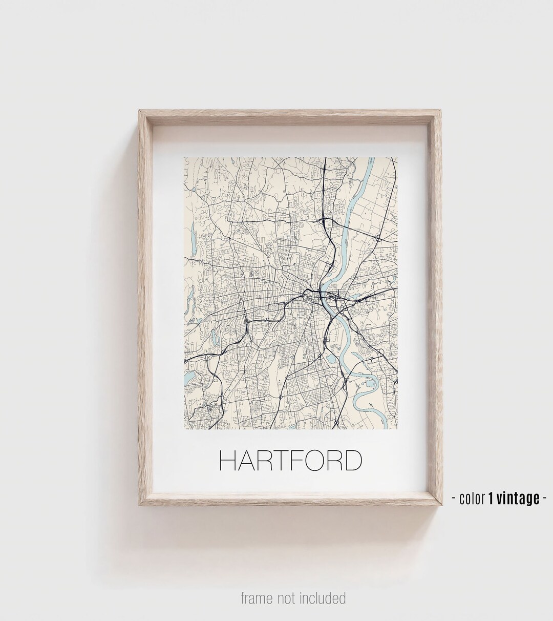 HARTFORD CT City Map Poster, Hartford Connecticut Street Map Print ...