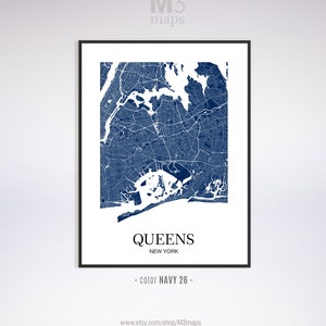 Queens Queens NY Map Queens Modern Art Print Queens Wall - Etsy