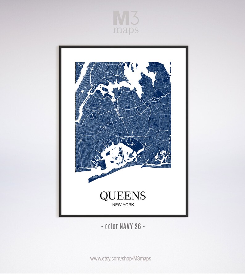 Queens Queens NY Map Queens Modern Art Print Queens Wall | Etsy