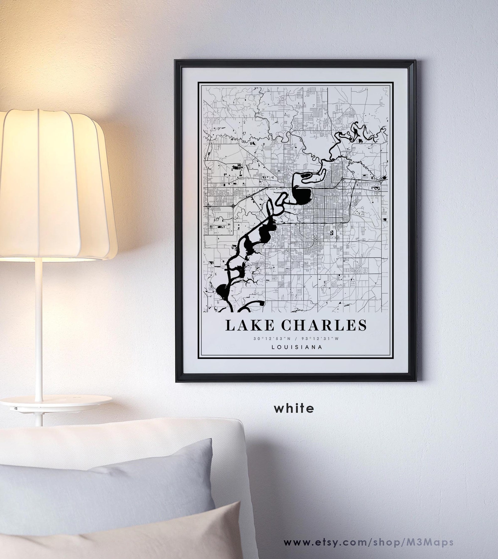 Lake Charles Louisiana map Lake Charles LA map Lake Charles | Etsy
