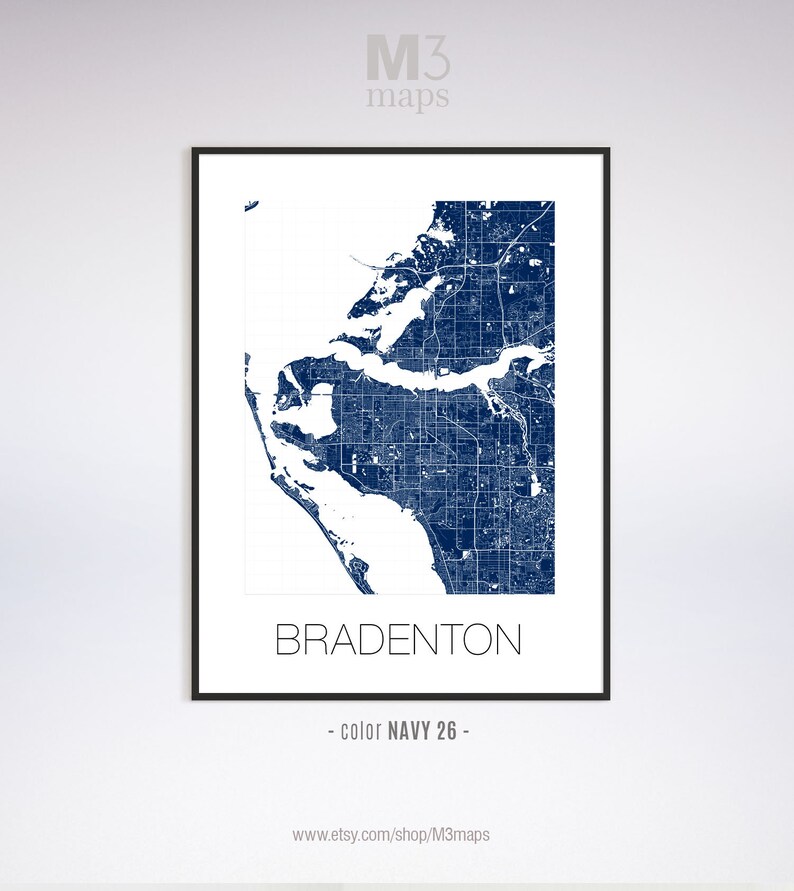 Bradenton Florida Bradenton FL Map Bradenton Map Bradenton - Etsy
