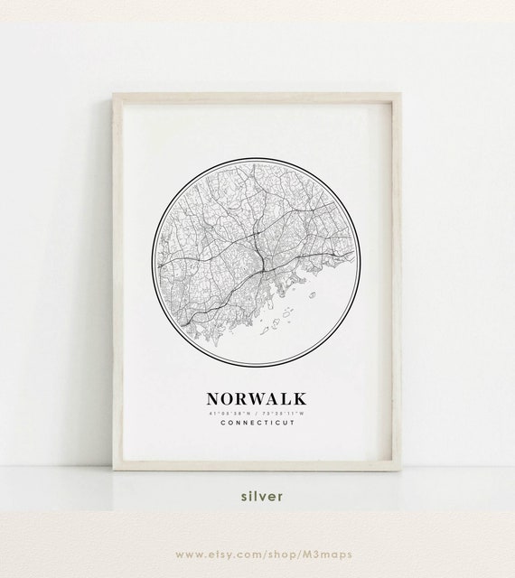 Mapa de Norwalk Connecticut mapa de Norwalk CT impresión de - Etsy México
