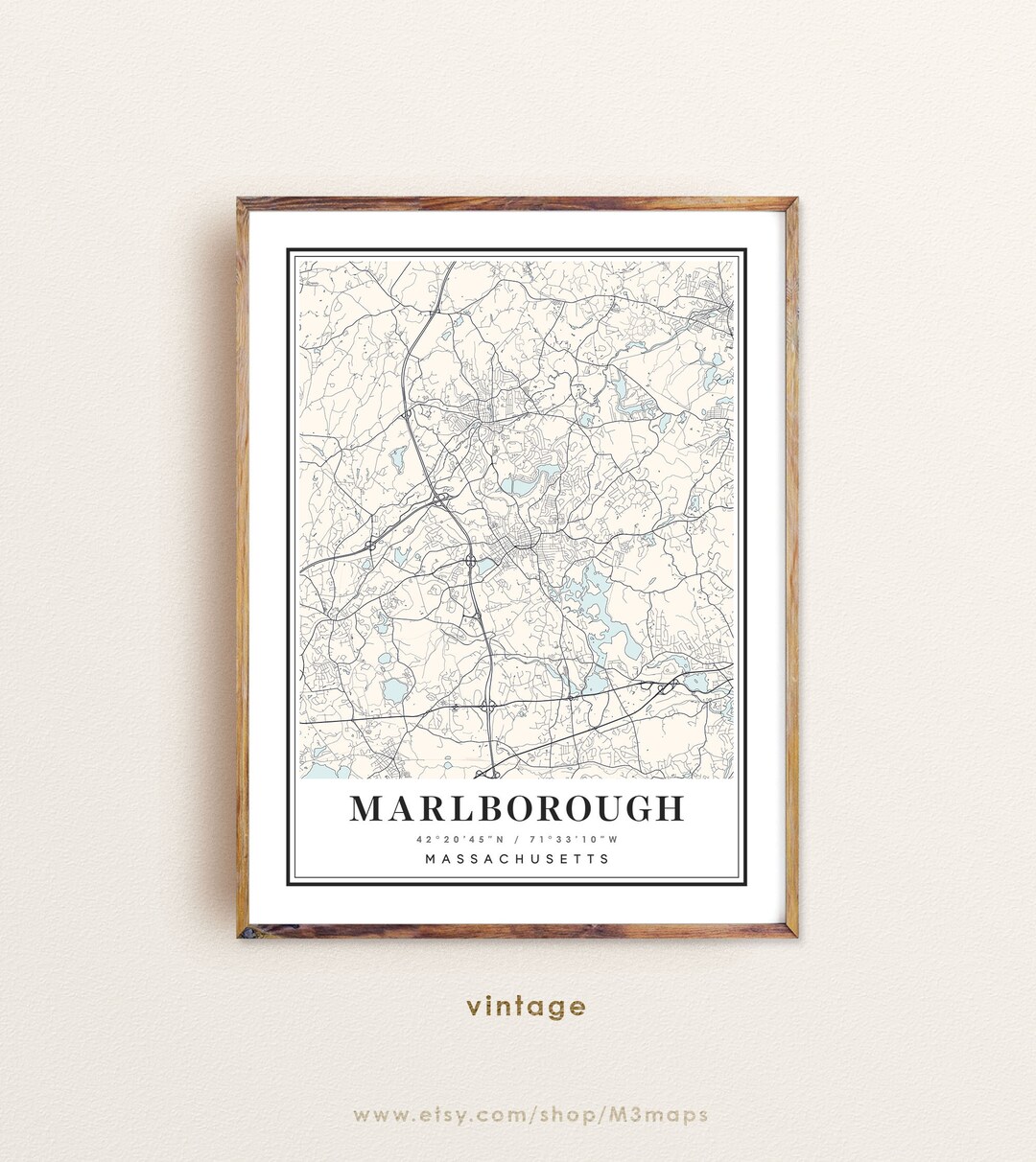 Marlborough Massachusetts Map Art Print - Etsy