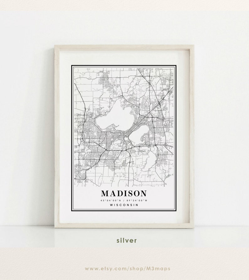 Madison Wisconsin Map Madison WI Map Madison City Map - Etsy