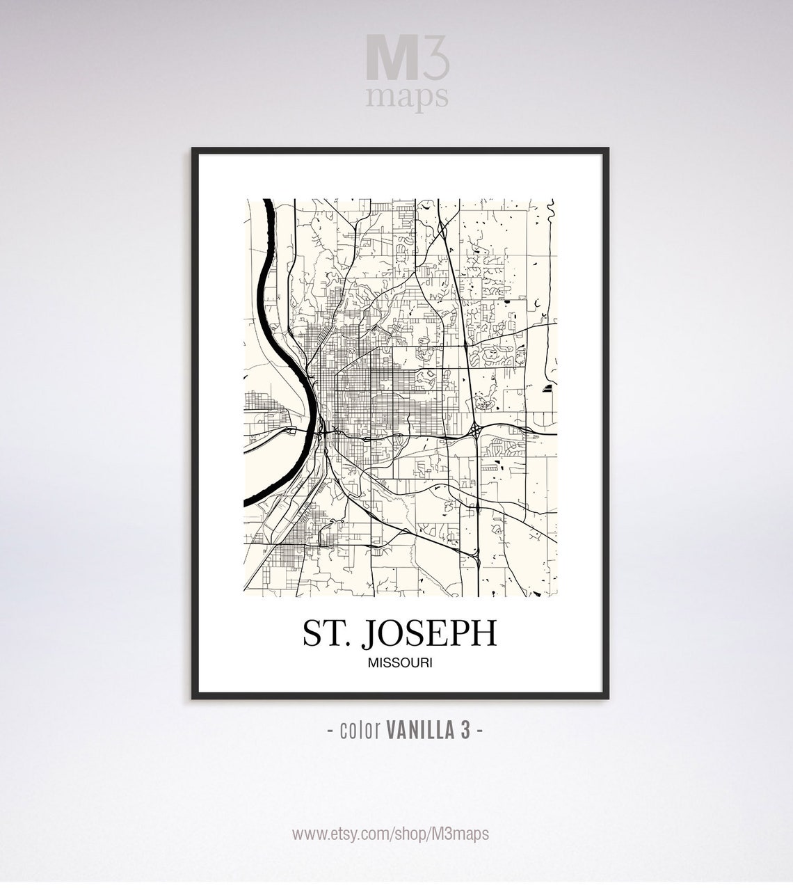 St. Joseph Saint Joseph MI map St. Joseph modern art print | Etsy