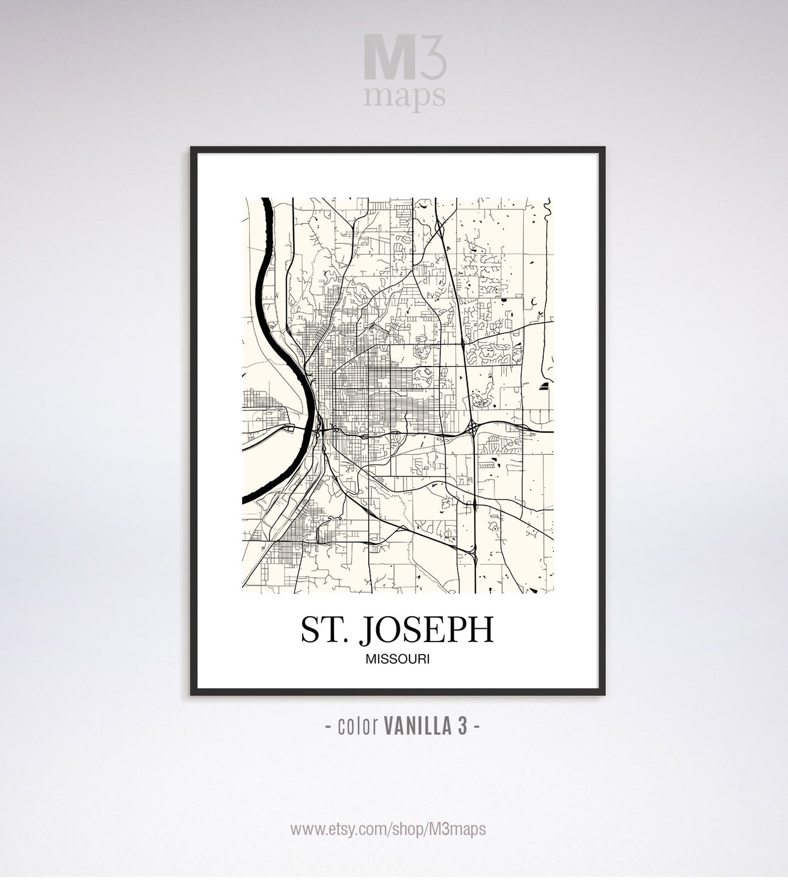 St. Joseph Saint Joseph MI map St. Joseph modern art print | Etsy