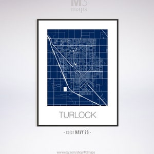 Turlock California Turlock CA map Turlock map Turlock | Etsy