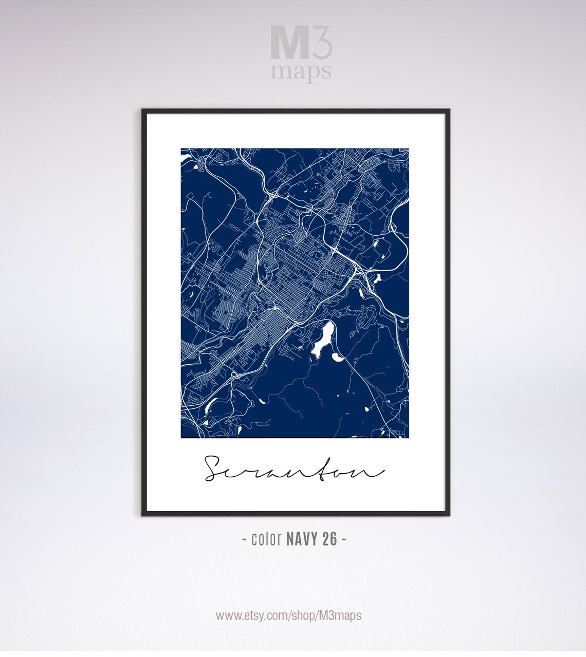 Scranton Minimalist Scranton Map Scranton Map Print - Etsy