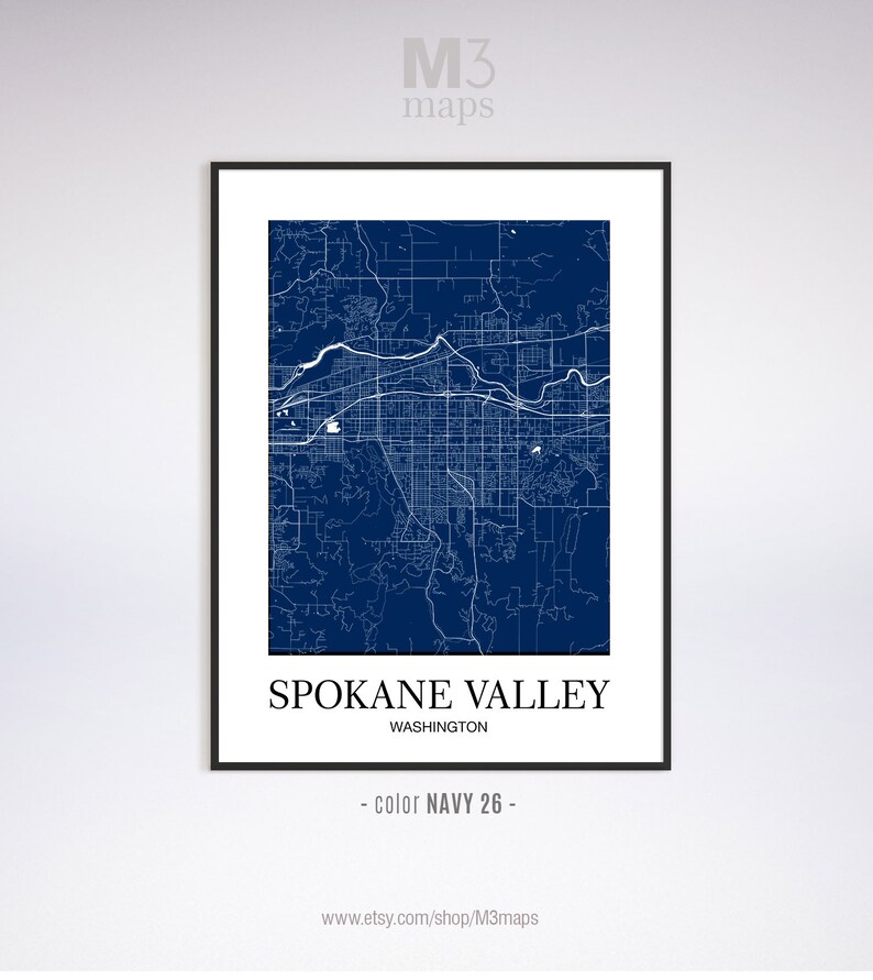 Spokane Valley Spokane Valley WA map Spokane Valley modern | Etsy