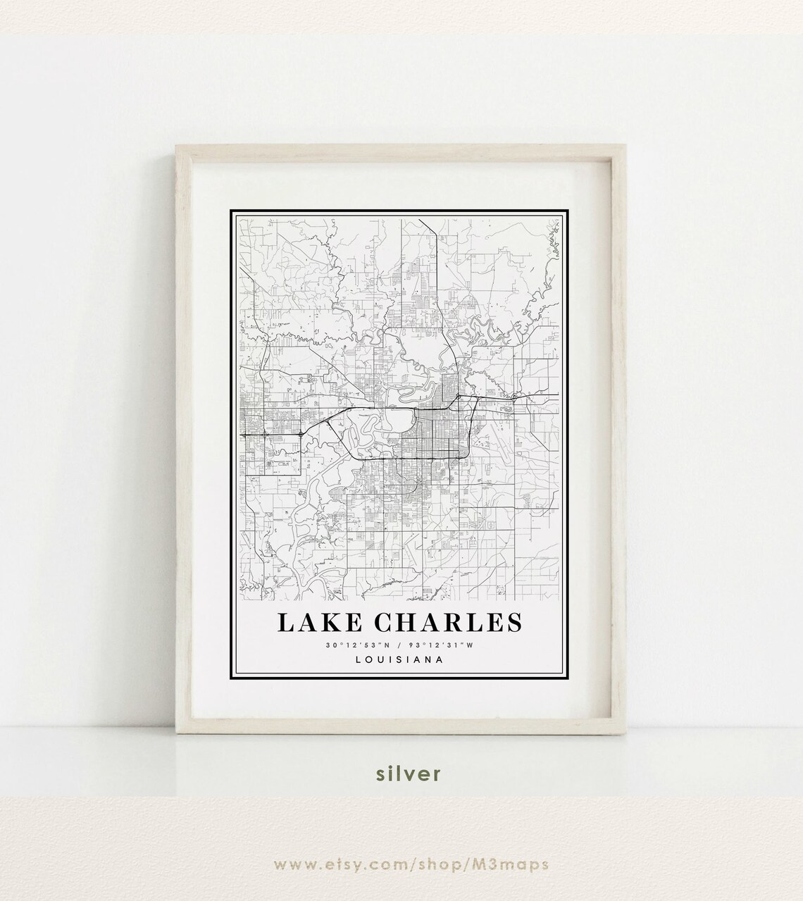 Lake Charles Louisiana Map Lake Charles LA Map Lake Charles | Etsy
