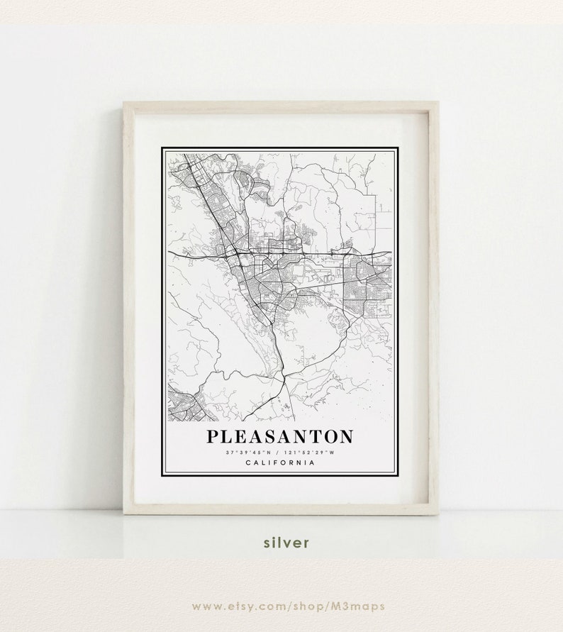 Pleasanton California Map Pleasanton CA Map Pleasanton City - Etsy