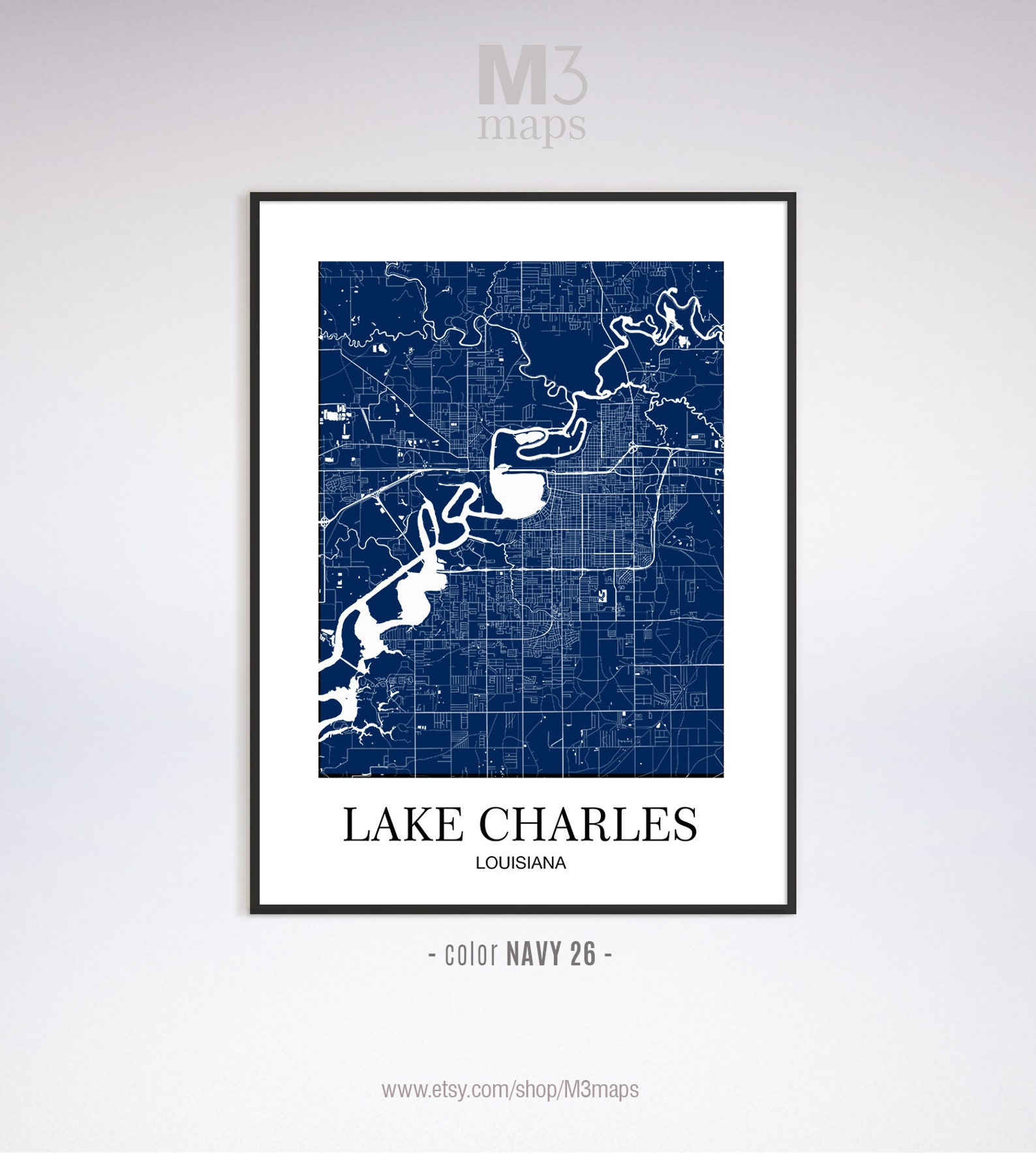 Lake Charles Lake Charles LA Map Lake Charles Modern Art | Etsy