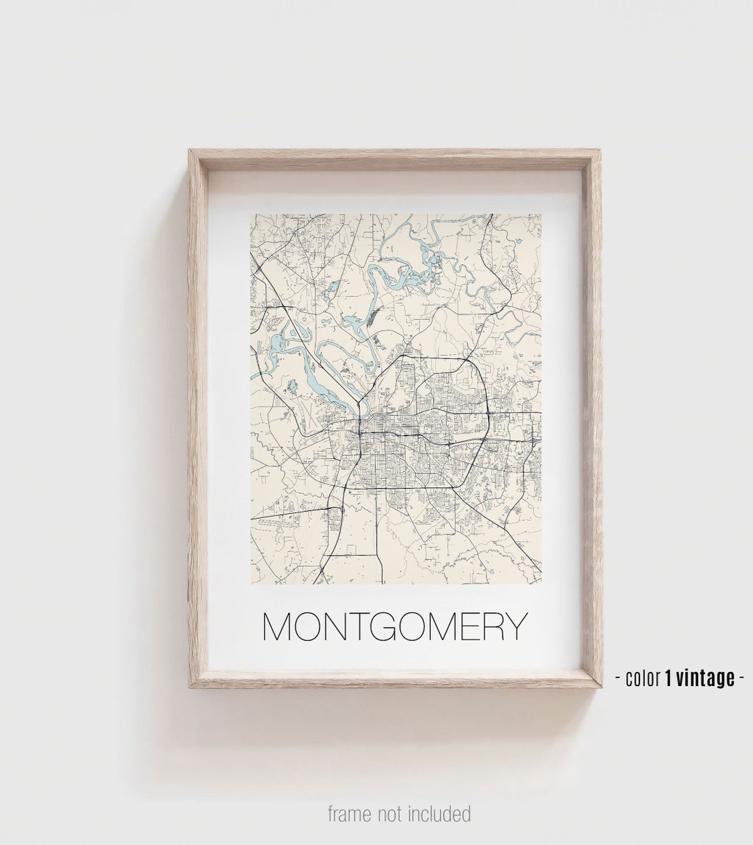 MONTGOMERY AL City Map Poster, Montgomery Alabama Street Map Print ...