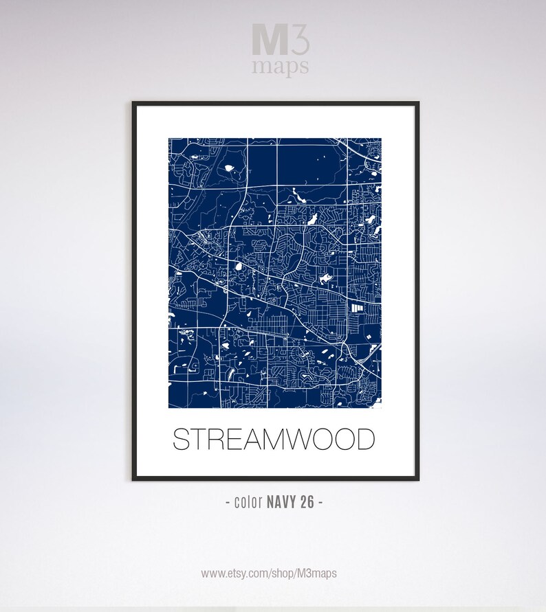 Streamwood Illinois Streamwood IL Map Streamwood Map | Etsy