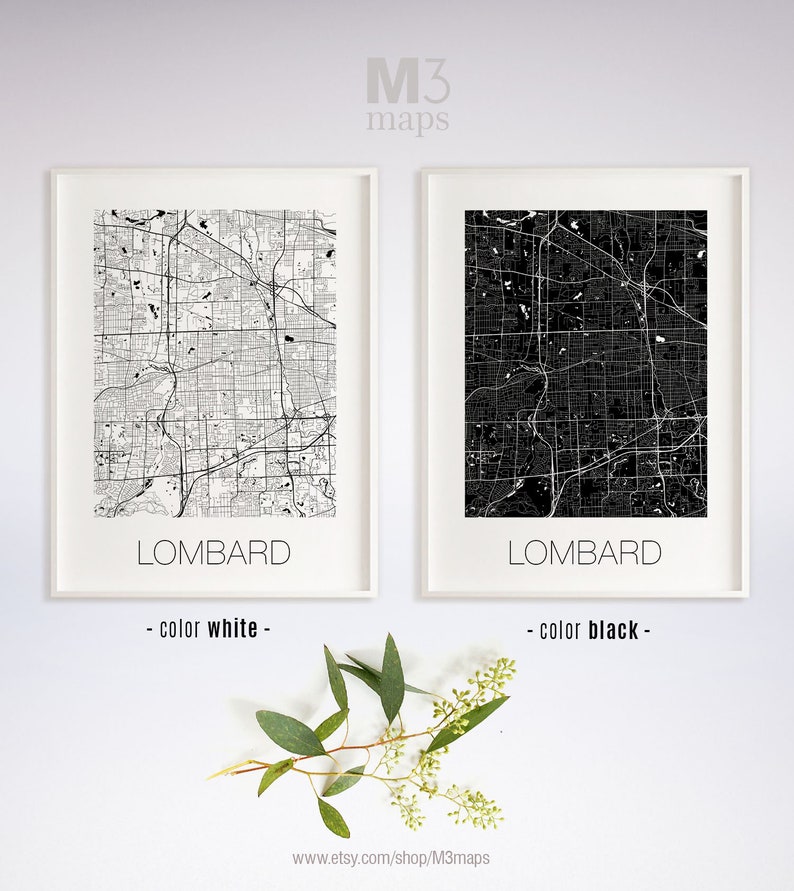 Lombard Illinois Lombard IL Map Lombard Map Lombard Print - Etsy