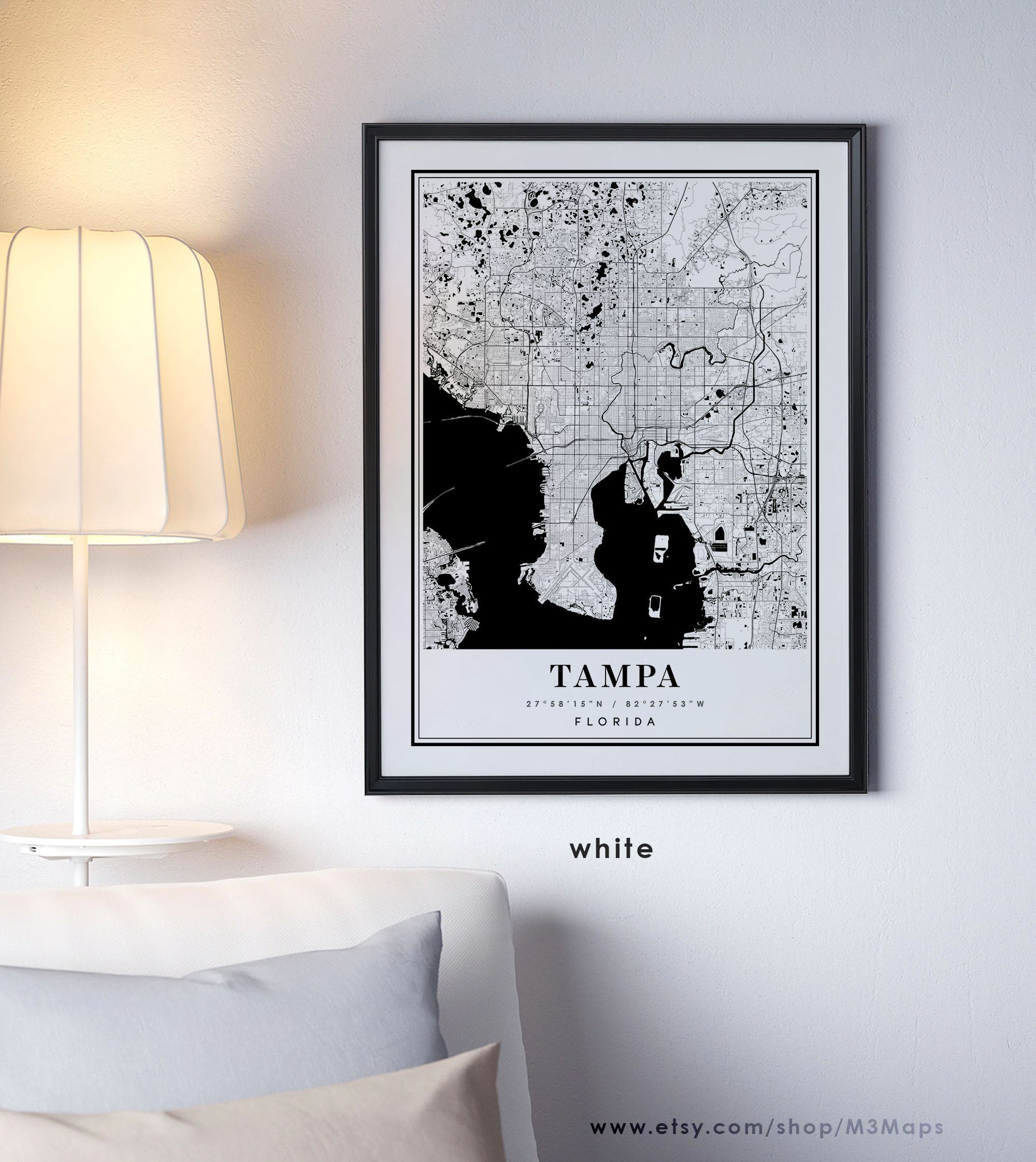 Tampa Florida Map Art Print: Custom Cityscape Poster - Etsy