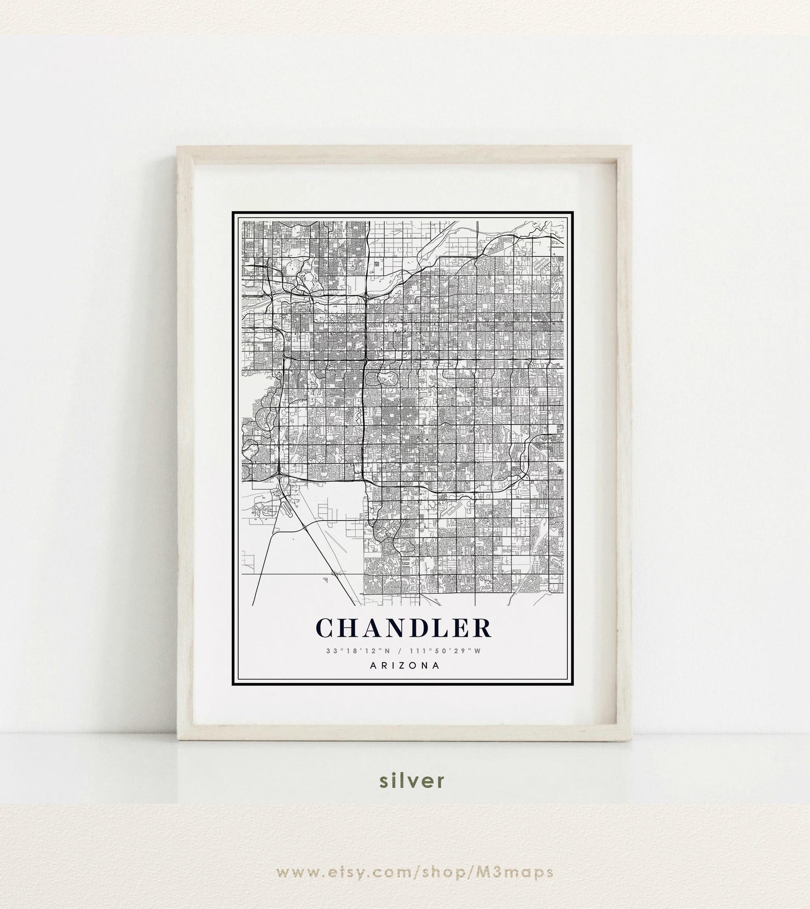 Chandler Arizona map Chandler AZ map Chandler city map | Etsy
