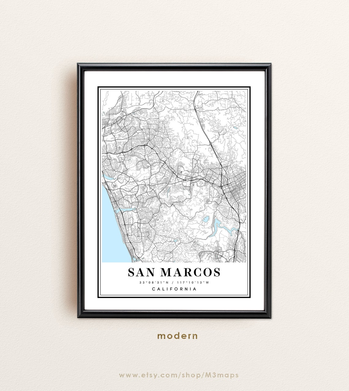 San Marcos California Map San Marcos CA Map San Marcos City - Etsy