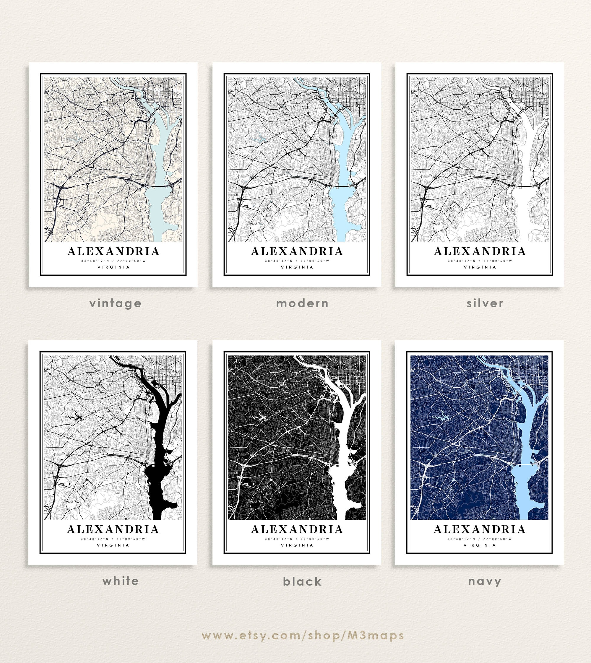 Alexandria Virginia Map Alexandria VA Map Alexandria City - Etsy