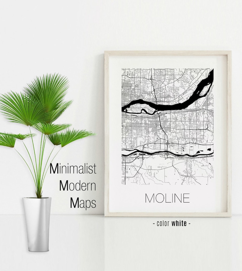 Moline Illinois Moline IL Map Moline Map Moline Print | Etsy