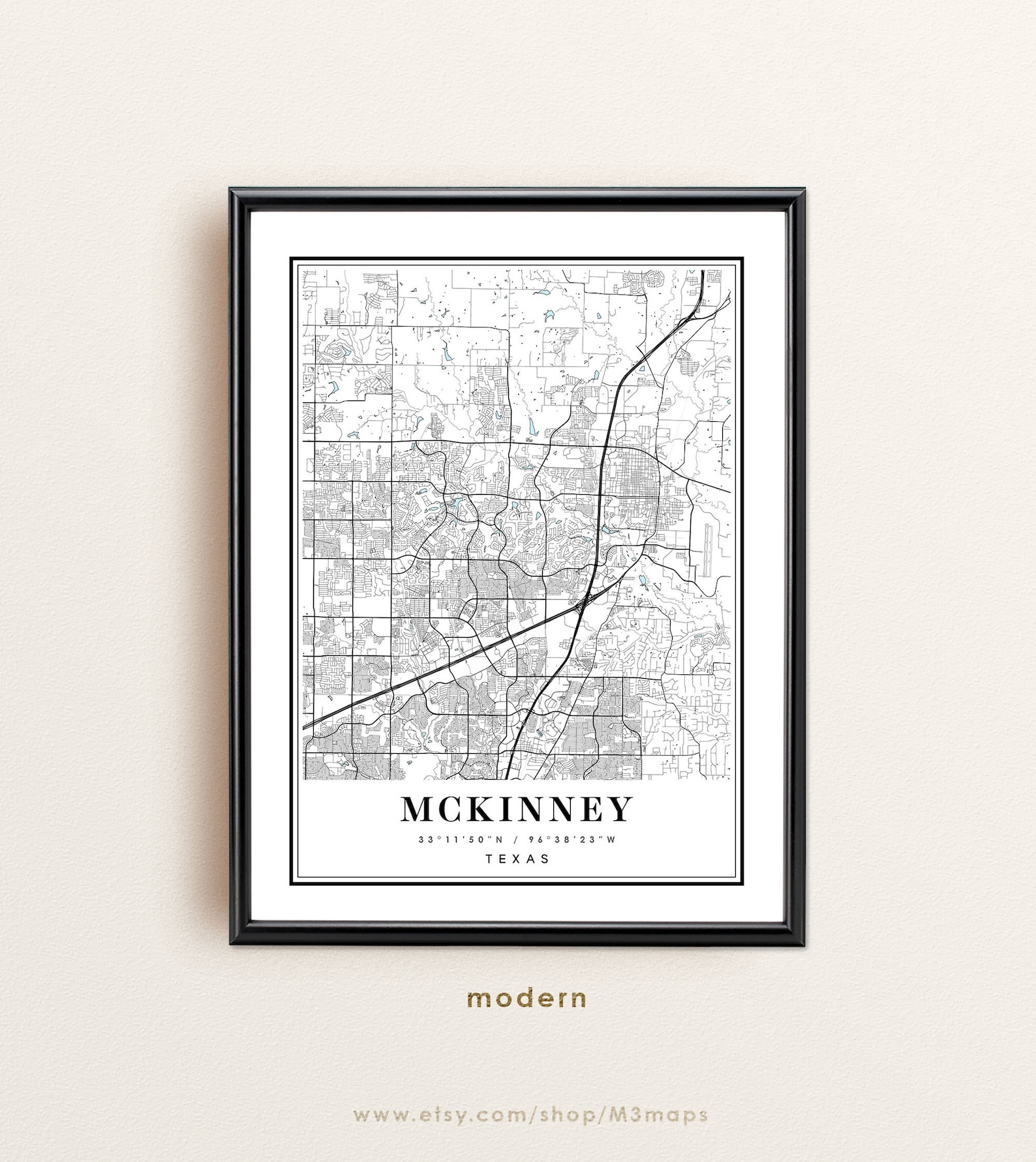 Mckinney Texas Map Mckinney TX Map Mckinney City Map - Etsy