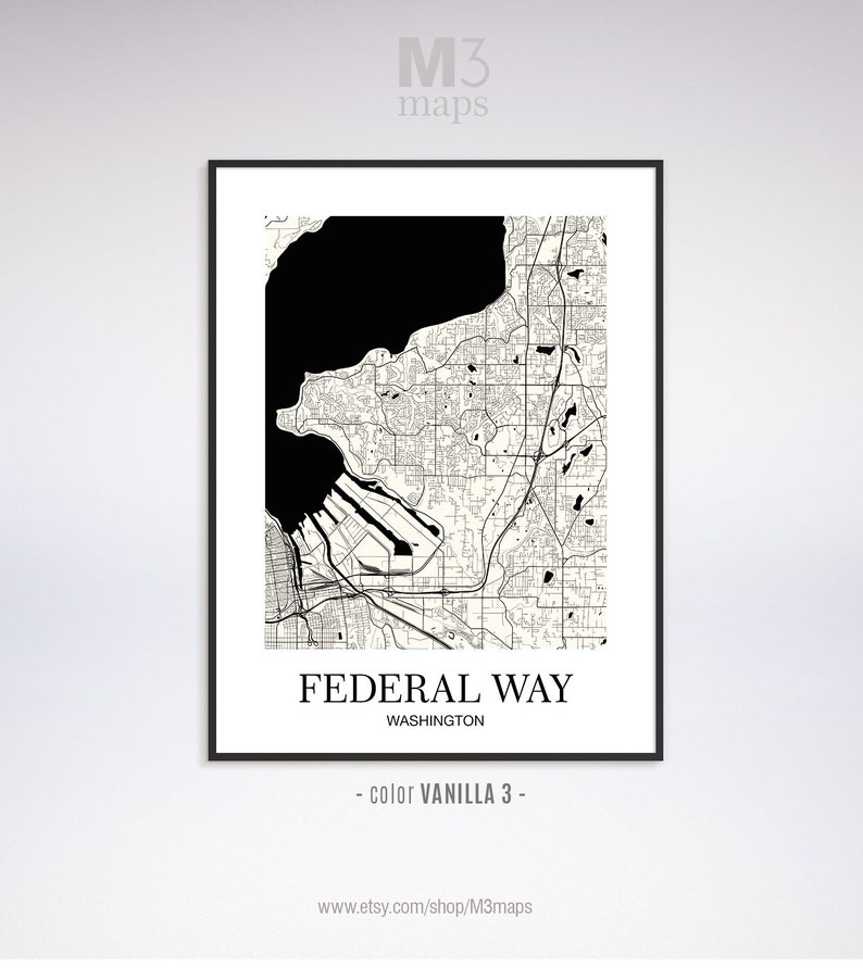 Federal Way Federal Way WA Map Federal Way Modern Art Print | Etsy