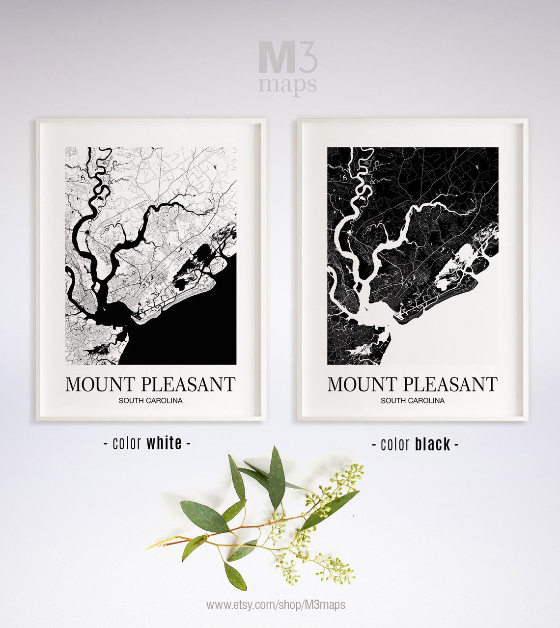 Mount Pleasant Mount Pleasant SC Map Mount Pleasant Modern - Etsy