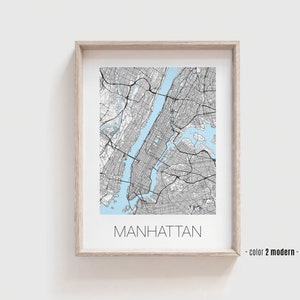 MANHATTAN NY City Map Poster, Manhattan New York Street Map Print ...