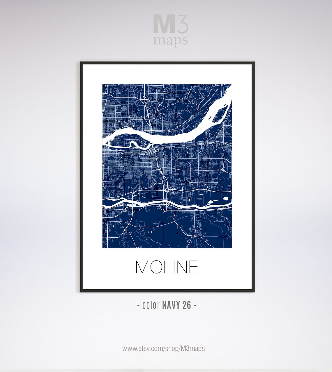 Moline Illinois Moline IL map Moline map Moline print | Etsy