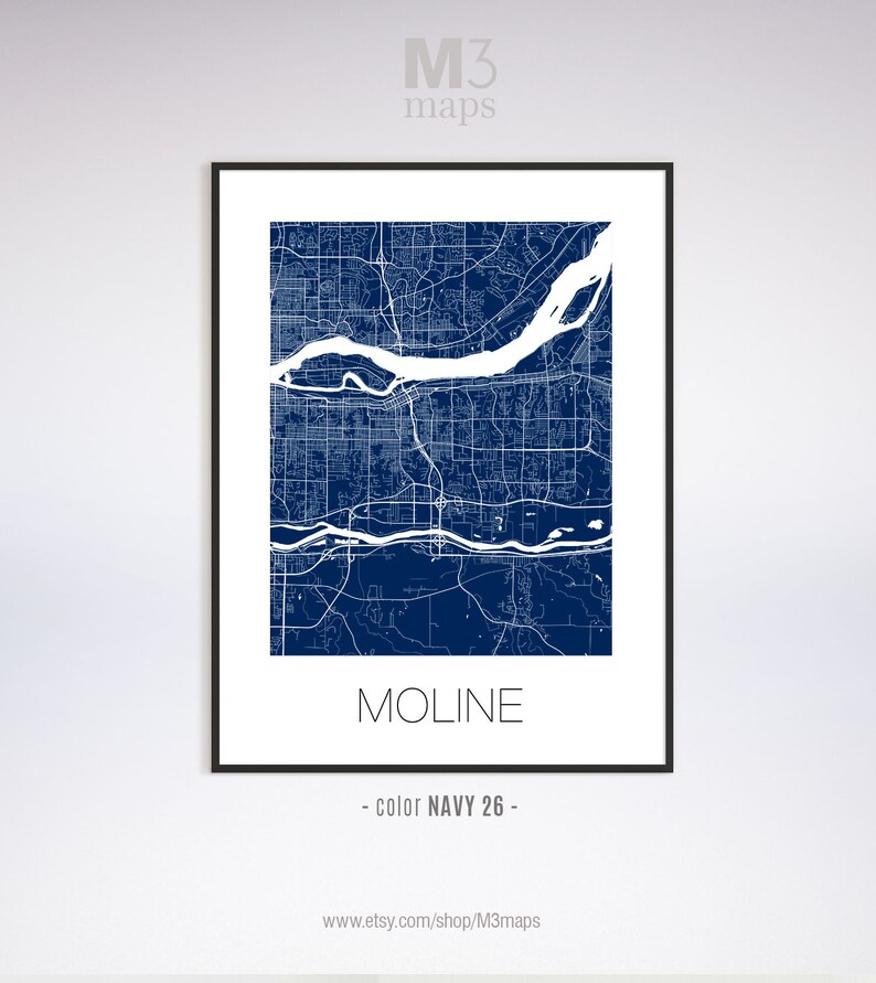 Moline Illinois Moline IL Map Moline Map Moline Print - Etsy
