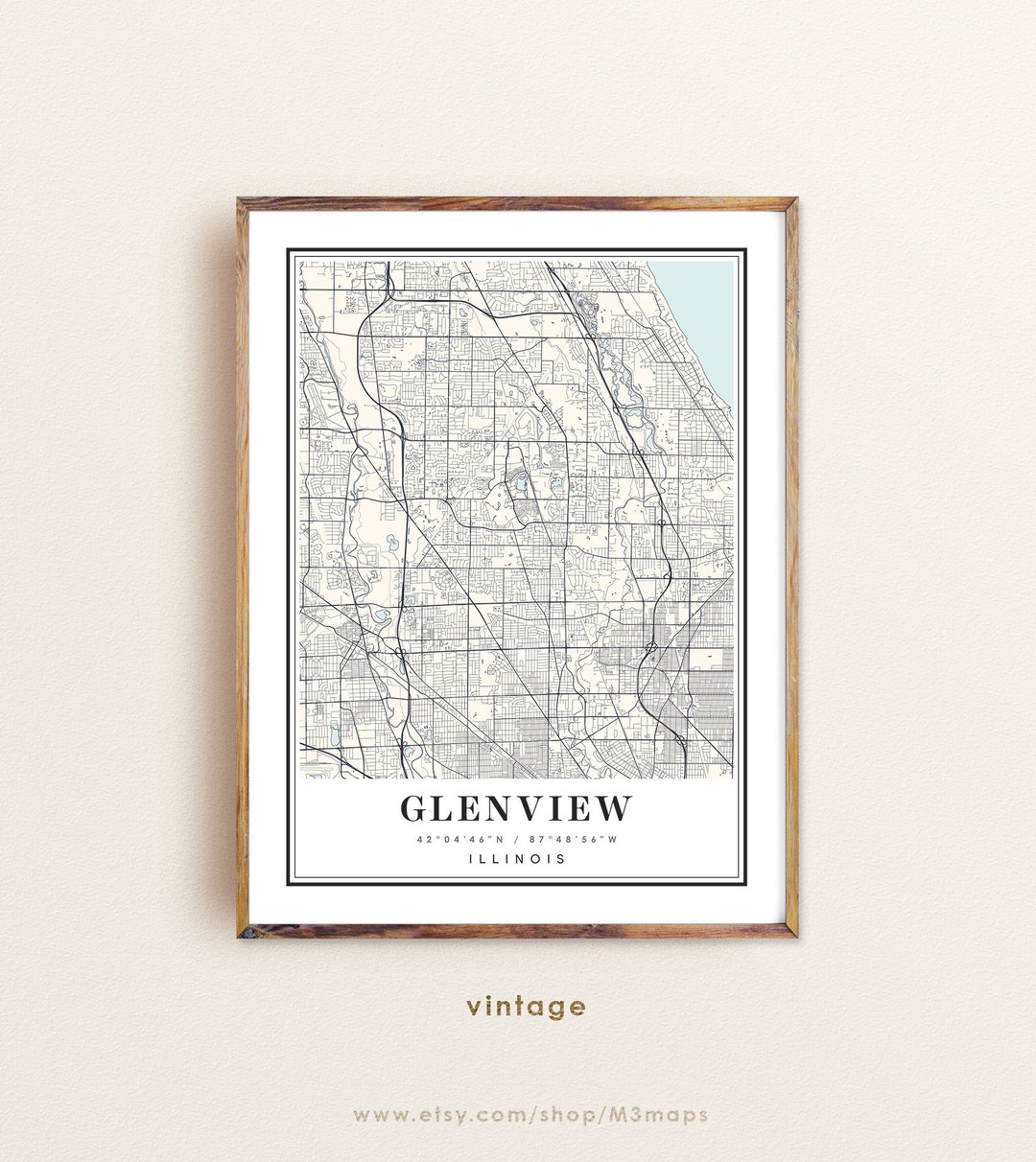 Glenview Illinois Map Art Print: Cityscape Poster - Etsy