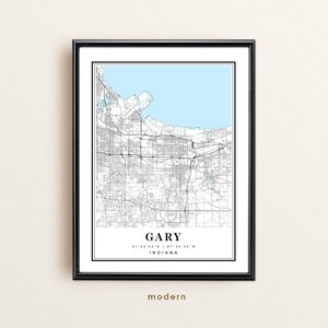 Gary Indiana Map, Gary IN Map, Gary City Map, Gary Print, Gary Poster ...