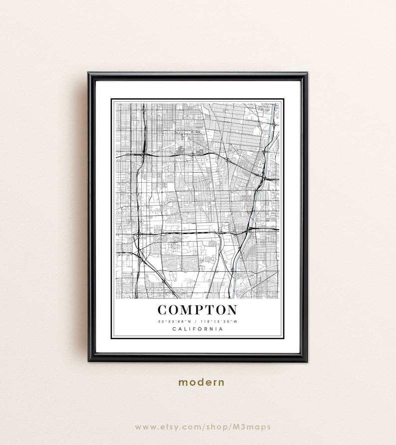 Compton California Map Compton CA Map Compton City Map - Etsy