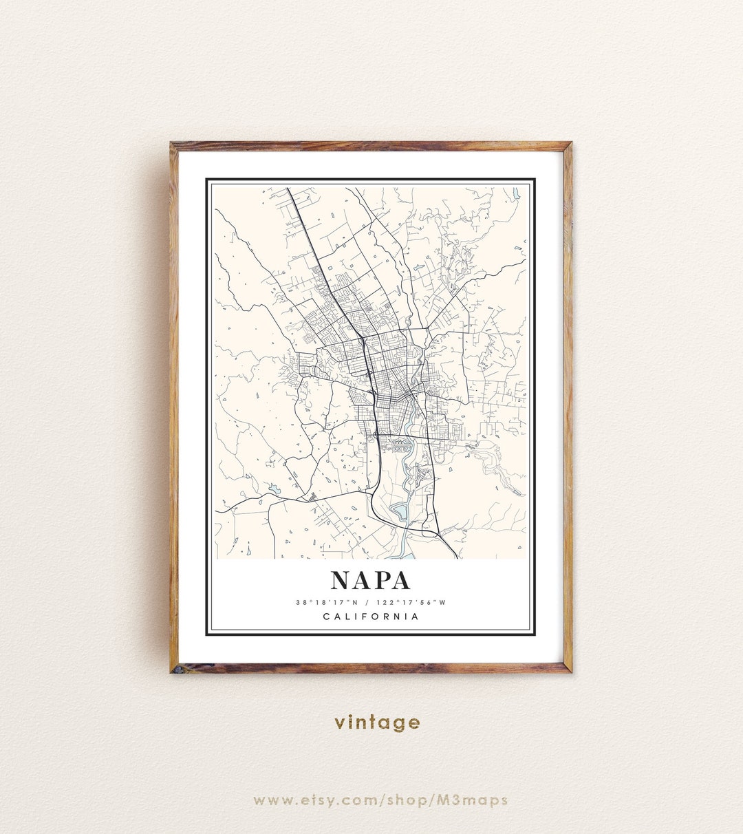Napa California Map Art Print: Custom City Map - Etsy