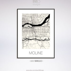 Moline Illinois Moline IL Map Moline Map Moline Print - Etsy
