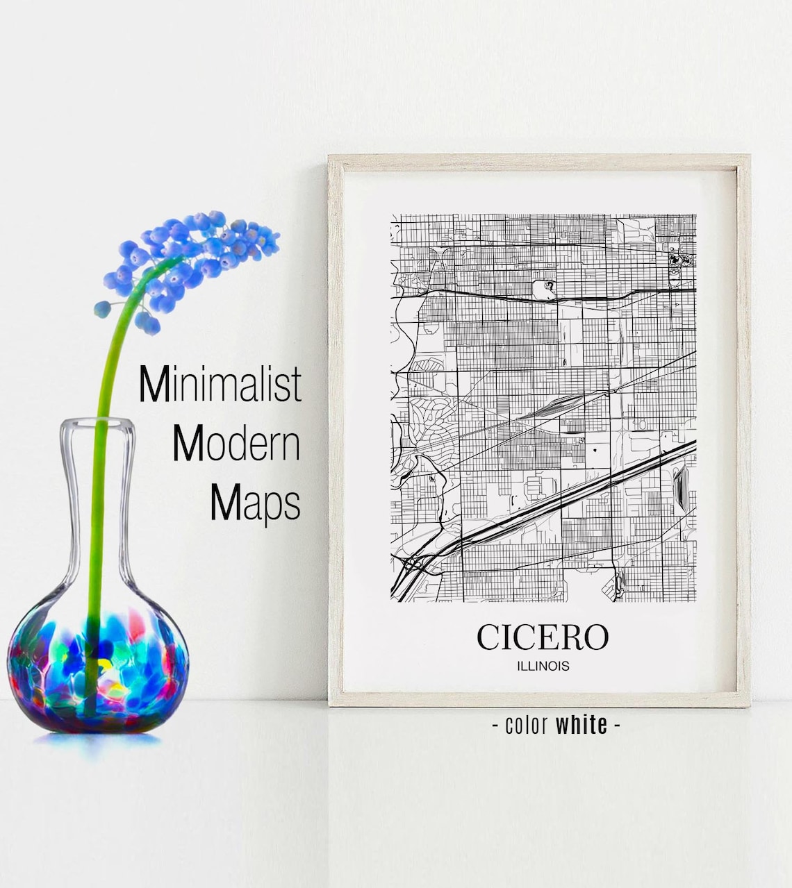 Cicero Cicero IL map Cicero modern art print Cicero Wall | Etsy